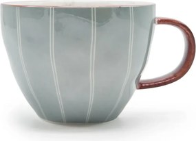 Porcelánový hrnek Line, 300 ml – šedý strukturovaný design s květinovým motivem