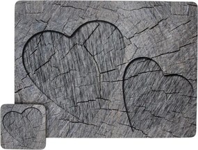 6ks šedé korkové podtácky srdce ve stromu Hearts grey - 10*10*0,4cm