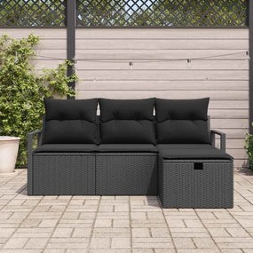 Set pohovek 4 ks 4-Počet míst Černá polyratan 3359152