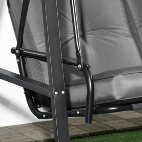 Outsunny Hollywood swing 2místná zahradní houpačka s nastavitelnou střechou, polštáře, houpací lavice s nosností až 220 kg, pro zahradu, balkon, tmav…