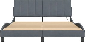 Rám postele s LED osvětlením bez matrace Hanko tmavě šedý 160 x 200 cm samet 3213788