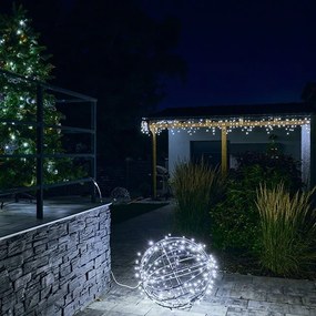 Easy Fix venkovní LED rampouchy, světelné, 300 × 50 cm, ledově bílá, 114 diod, černý kabel, IP67, prodlužovací