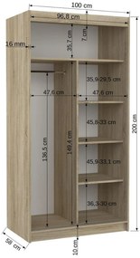 Šatní skříň s posuvnými dveřmi Limbo - 100 cm Barva: Choco