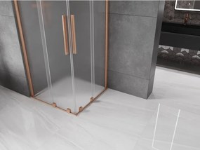 Mexen Velar Duo, sprchový kout s posuvnými dveřmi 100 x 100 cm, 8mm sklo námraza, měděná matná, 871-100-100-32-65