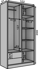 ADRK Furniture Skříň Neri 100 se zrcadly