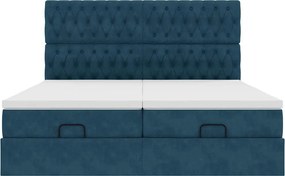 Osmanský rám postele s matrací tmavě modrý 200x200cm samet 3313800