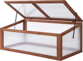 Outsunny Studený Rám Dřevěný, Mini Skleník 100 x 65 x 40 cm, Skleník s Krytem, UV Ochrana, Světlo-Prodyšný Studený Rám, Zimní Zahradní Zdvihnutý Záhon