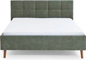 Khaki čalouněná dvoulůžková postel s úložným prostorem s roštem 180x200 cm Nova – Meise Möbel