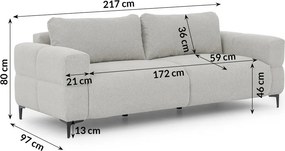 Světle šedá pohovka 217 cm Helio – Ropez