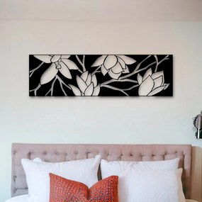 Květiny - kovový obraz na zeď Velikost: 200cm, Barva: Black