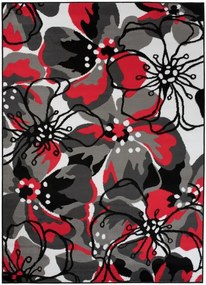 Kusový koberec moderní MAYA Z907E Květy šedý červený Rozměr: 160x220 cm