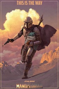 Plakát, Obraz - Star Wars: The Mandalorian - On The Run, (61 x 91.5 cm)