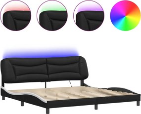 Rám postele s LED bez matrace Hvar černý a bílý 200x200 cm 3213960