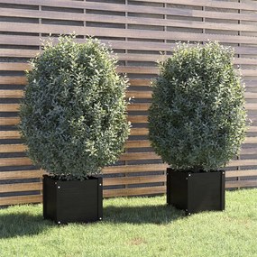 Zahradní truhlíky 2 ks černé 40 x 40 x 40 cm masivní borovice,  810543