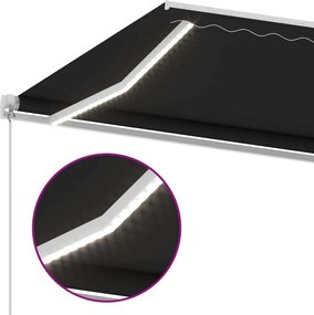 vidaXL Ručně zatahovací markýza s LED světlem 400 x 350 cm [3069624] Barva: krémová