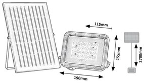 Rabalux 77141 - LED Solární reflektor MELK LED/6,5W/3,2V 1000mAh IP65