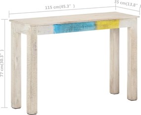 Konzolový stolek bílý 115 x 35 x 77 cm hrubé mangovníkové dřevo 323556