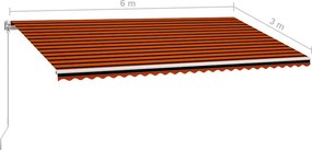 Ručně zatahovací markýza 600 x 300 cm oranžovo-hnědá 3051227