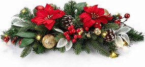 Vánoční dekorace na stůl POINSETTIA s LED osvětlením, 50 cm