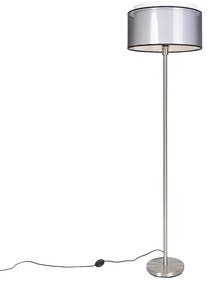 Designová stojací lampa ocelová s černobílým stínítkem 47 cm - Simplo
