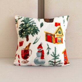 Mikroplyšový povlak na polštářek FESTIVE MAGIC 45x45 cm, bílý
