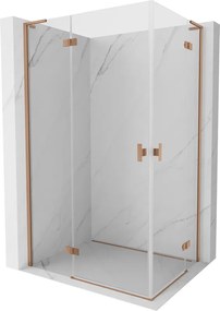 Mexen Mist-H L Duo, 2-křídlý ​​sprchový kout 120 x 80 cm, čiré sklo, měděný matný profil, 8A5L-120L-080P-65-00
