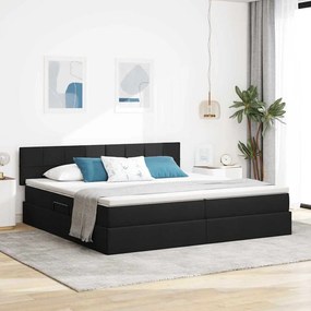 Postel s úložným prostorem a matrací Černá 200 x 200 cm Samet 3370532