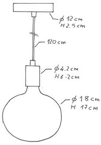 creative cables Závěsná lampa s textilním kabelem a kontrastními kovovými detaily Barva: Měď