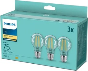 LED žárovky Philips CLASSIC 75W A60 E27 WW 3ks