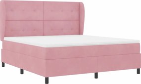 Postel s boxspringem s čelo Růžová 200 x 180 cm samet 3340945