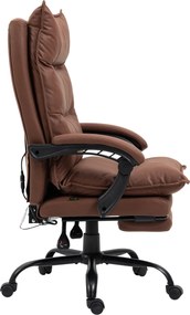 Kancelářská židle Vinsetto s masážní funkcí, naklápěcí v úhlu 155°, otočná židle s područkami, ergonomická kancelářská židle, hnědá