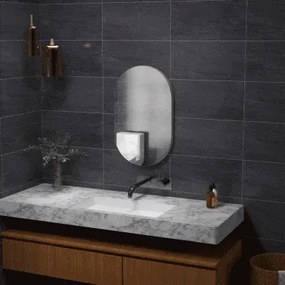 kleankin oválné osvětlené LED nástěnné zrcadlo do koupelny 81 x 51 cm, 3 barvy, nastavitelná jasnost, dotykový spínač, průhledné