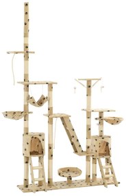 Škrabadlo pro kočky sisalové sloupky 230-250 cm béžové, tlapky 170620