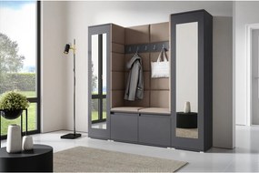 Eka Předsíňová stěna s čalouněnými panely Trinity 31 - Grafit / Tmavá béžová 2305