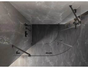 Mexen Lunar, půlkruhový sprchový kout naklápěcí doleva 100 x 70 cm, 8mm čiré sklo, grafitový profil, 833-100L-070P-95-00