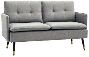 HOMCOM Dvoumístná pohovka loveseat s polštáři ve vzhledu lnu, dvojsedák do obývacího pokoje a ložnice, šedá, 139 x 68 x 76 cm | Aosom.de