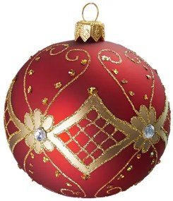 Vánoční koule červená zlatý dekor