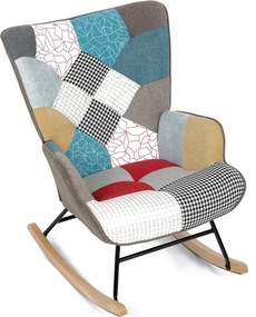 Houpací křeslo FABIAN II — látka, patchwork