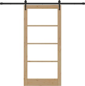 Posuvné dveře ORKDAL 93 x 202 cm Masivní borové dřevo a sklo 3332483
