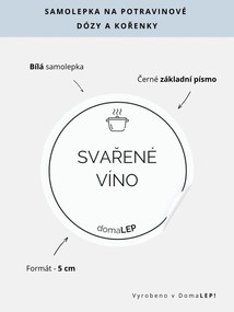 Samolepka na kořenky SVAŘENÉ VÍNO bílá 5 cm základní písmo