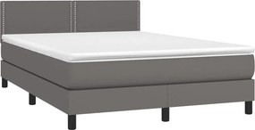 Box spring postel s matrací šedá 140x200 cm umělá kůže 3141069