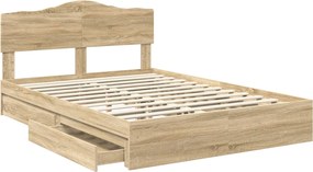 Postel s úložným prostorem se zásuvkou Sonoma dub 140 x 190 cm 3413098