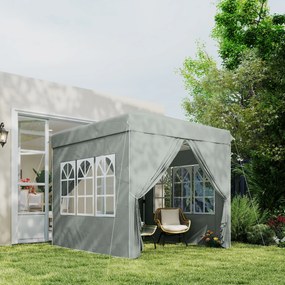 Outsunny altán 2,5x2,5 m, vodoodpudivý stabilní zimní pop-up skládací altán, UV ochrana 50+, skládací párty stan zahradní stan se 4 bočními panely ta…