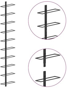 vidaXL Marketos Nástěnný stojan na víno na 20 lahví 2 ks černý kov