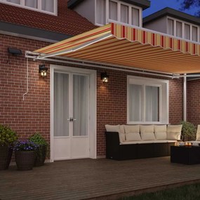 Stahovací markýza Žlutá a oranžová 500 × 300 cm Látka a hliník 3331244