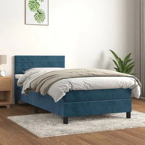 Box spring postel s matrací tmavě modrá 80 x 200 cm samet