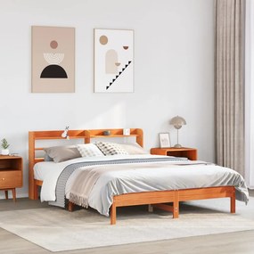 Postel bez matrace voskově hnědá 150 x 200 cm masivní borovice 3306887