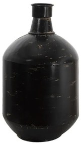 Černá kovová dekorační váza s odřením Brecht – 24x45 cm