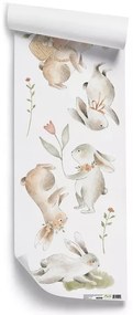 Funlife Dětské nálepky na zeď roztomilí králíci s květinami 31 x 38 cm