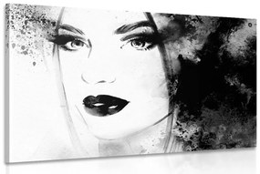 Obraz módní ženský portrét v černobílém provedení - 60x40 cm